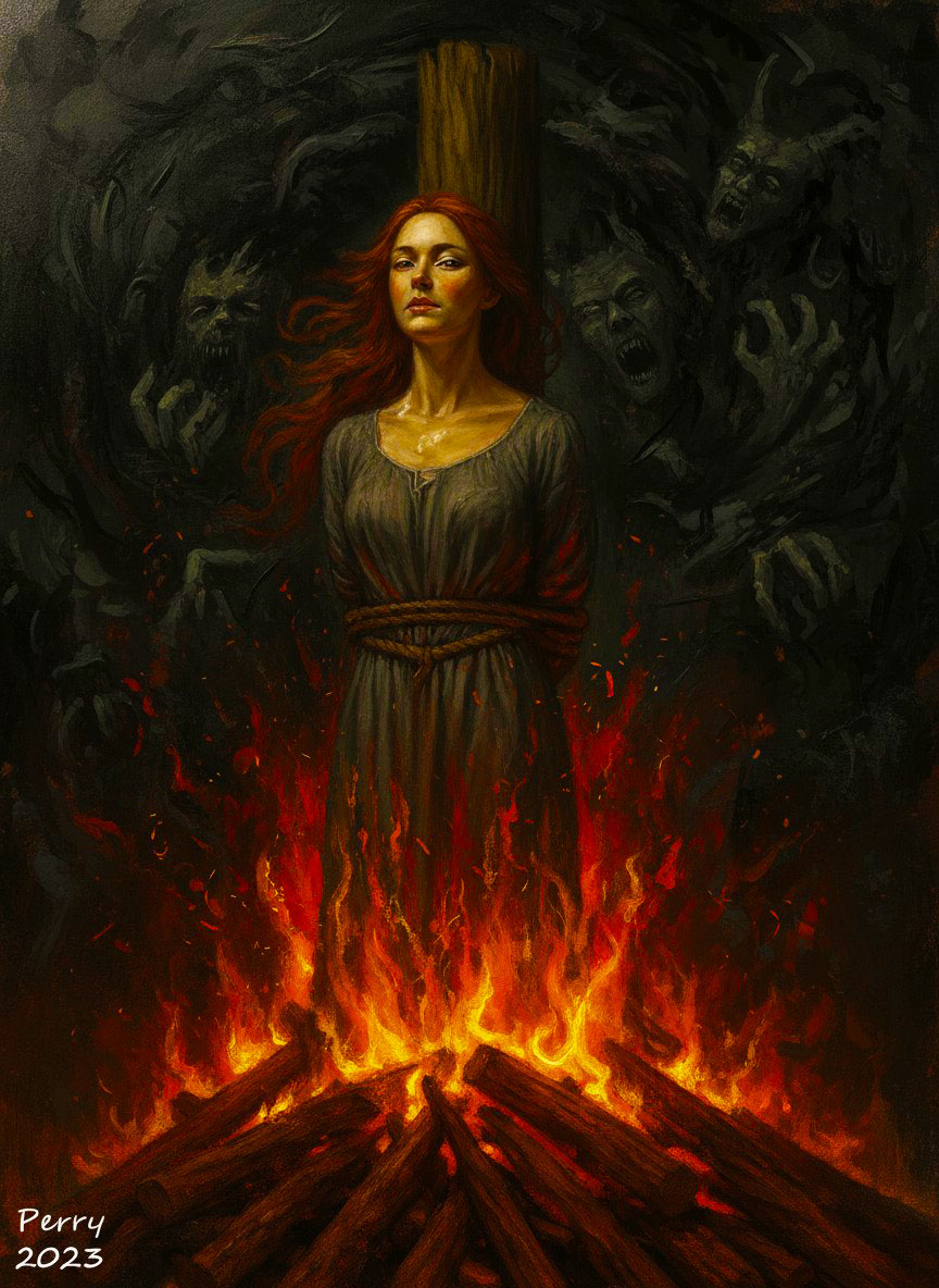 Penalty of death The stake by Robert J. Perry, dark Mixed media for ...
